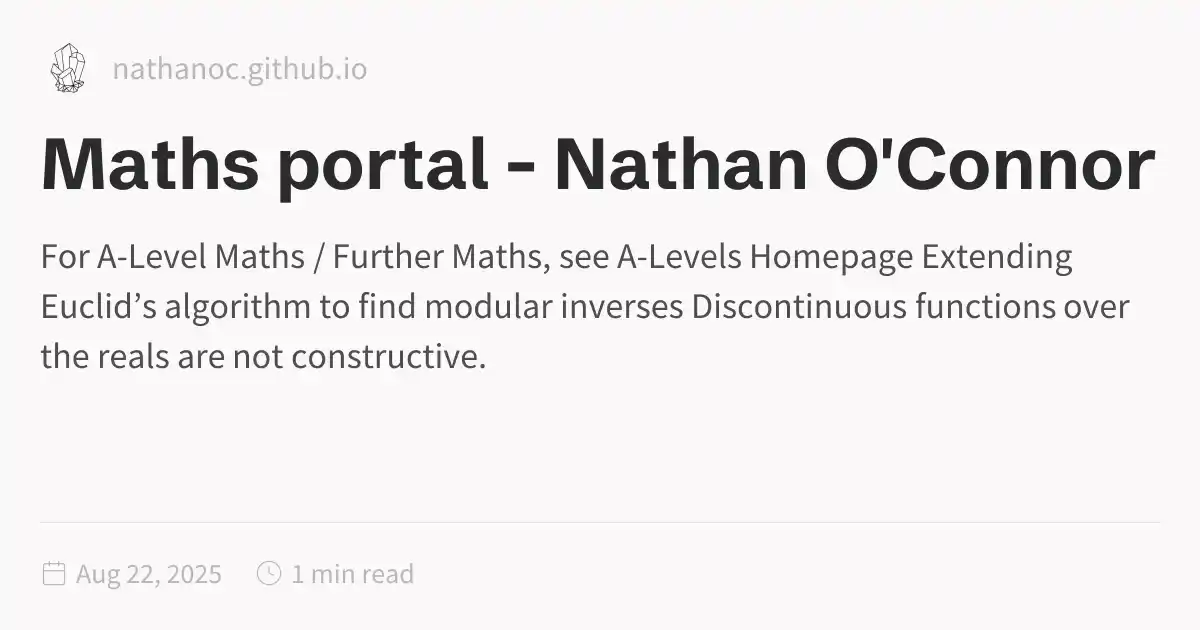Maths portal - Nathan O'Connor
